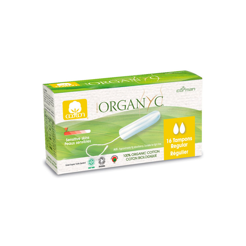 Tampon bio Régulier - Coton organique - Sans applicateur - Organyc - 16 ...